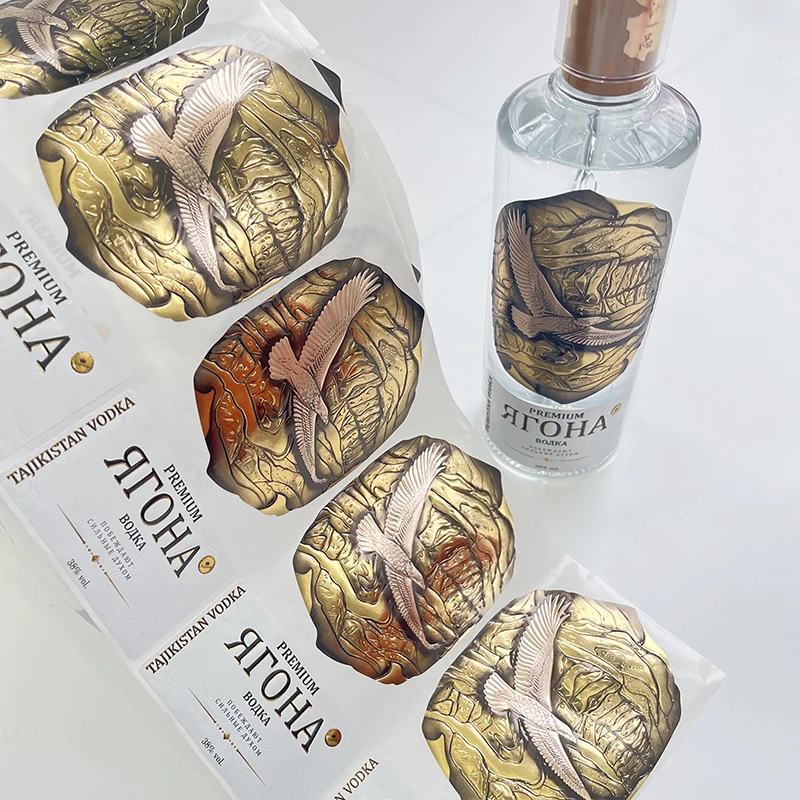 Custom Printed Premium Gold Texture Vodka Label Embossing Design Whisky ...