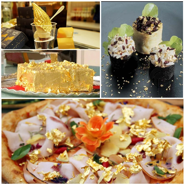 24K Edible Gold Leaf Sheets CE Certified Multi-Size Durable Metal for ...