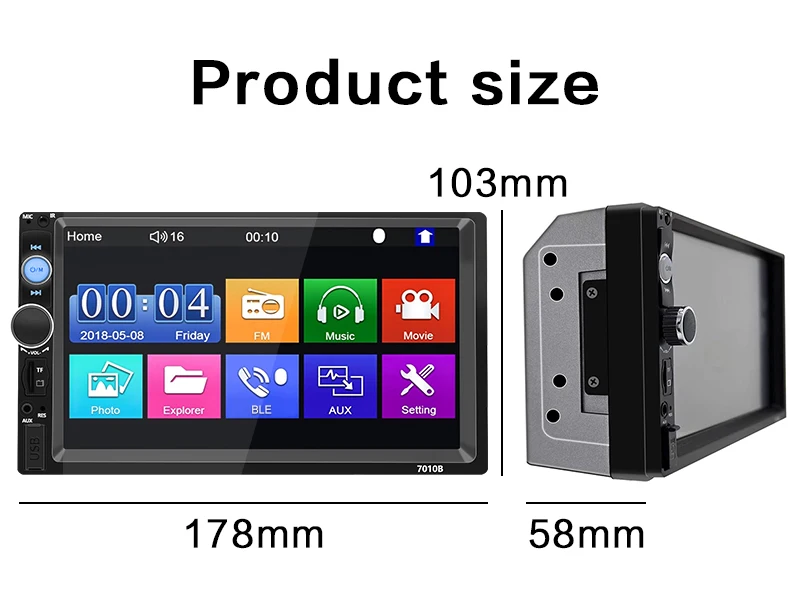 7 Inch Stereo Aux Radio with MP5 Multimedia Player & Android Auto