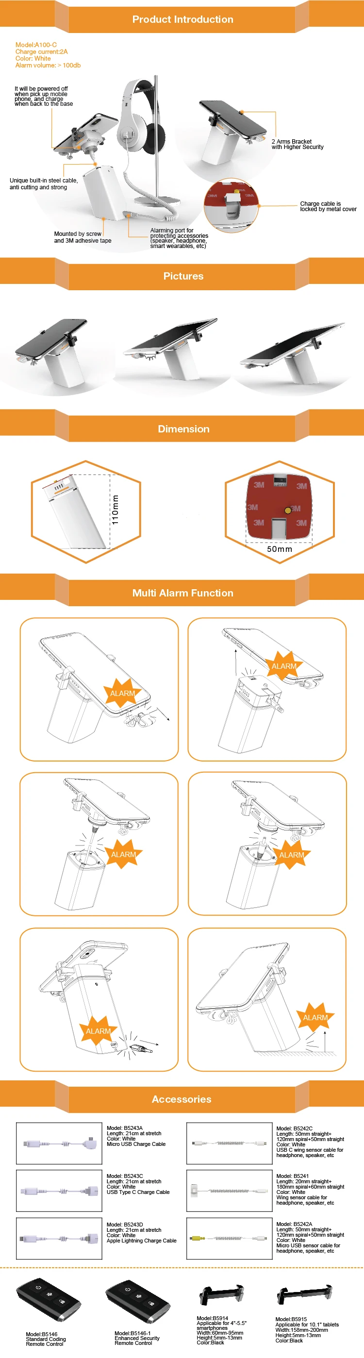 INSHOW Anti-Theft Alarm System for Smartphones - A100-CW