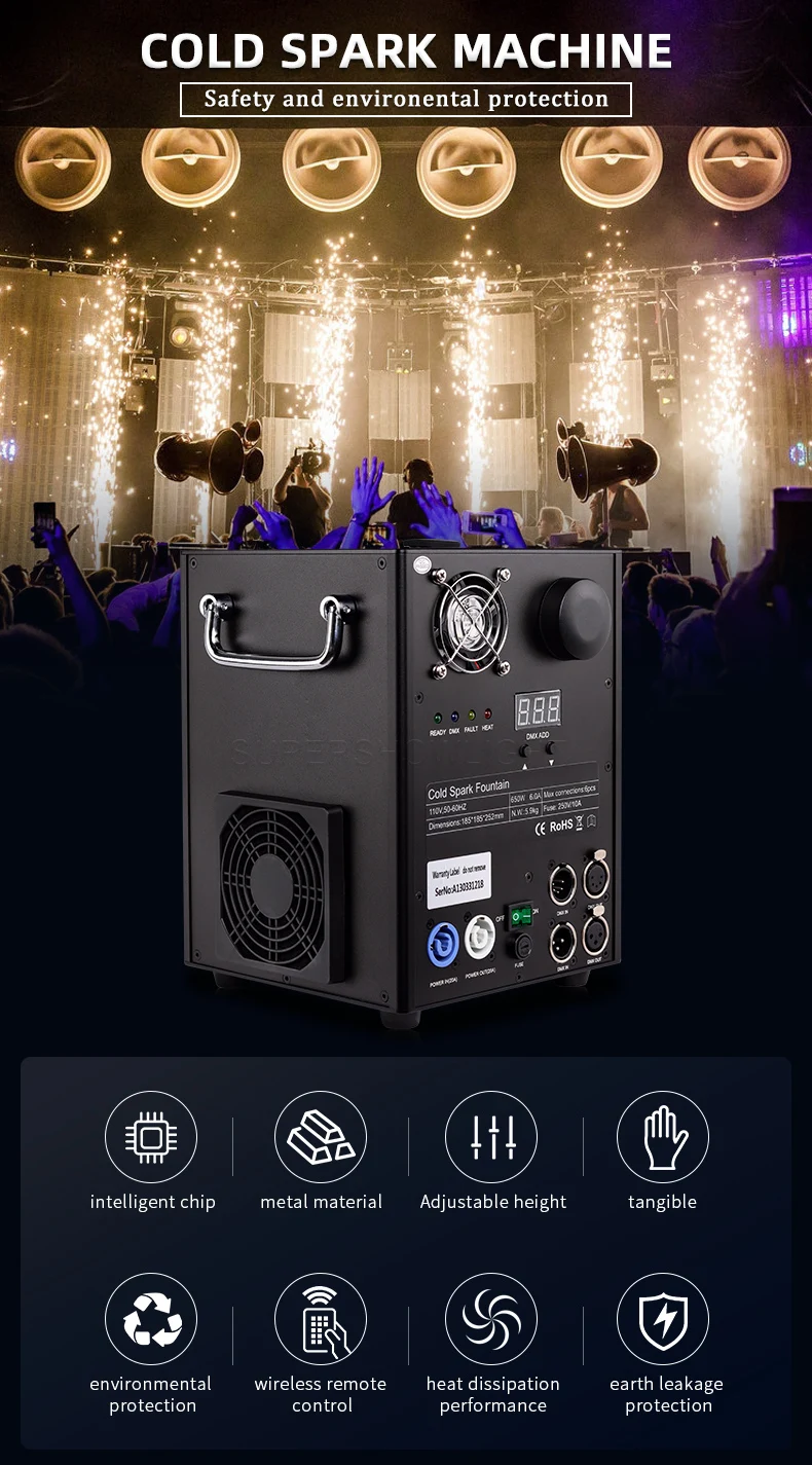 650w Dj Wedding Stage Cold Spark Machine Dmx Remote Control Mini ...