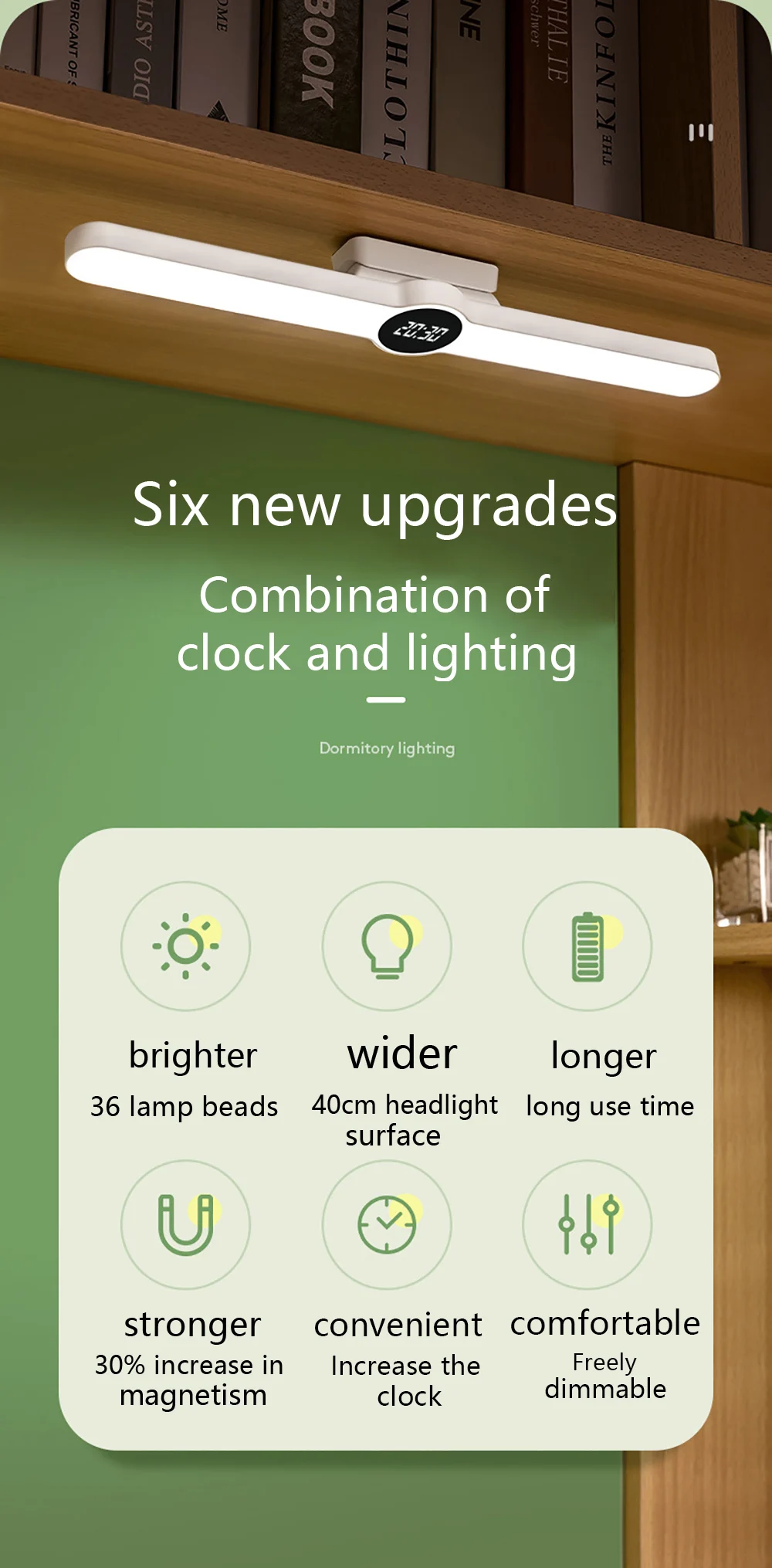 Table Lamp Clock USB LED Light - Modern, Dimmable, Efficient