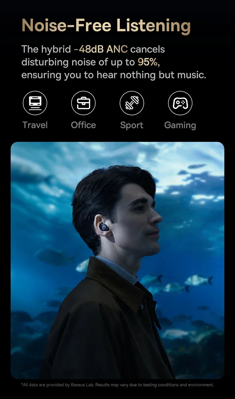 Baseus Bowie MA10 Pro Wireless Earphones 48dB Active Noise Cancellation ...