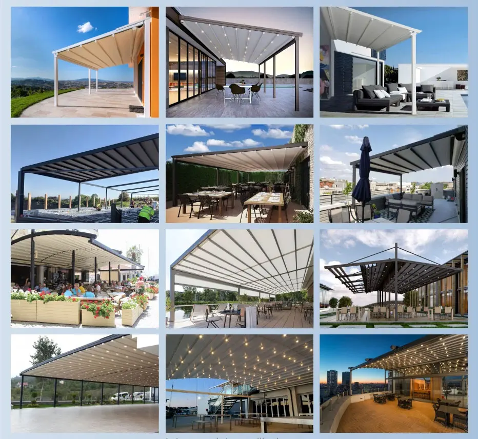 Outdoor Sunshade Remote Control Powder Coating Aluminium