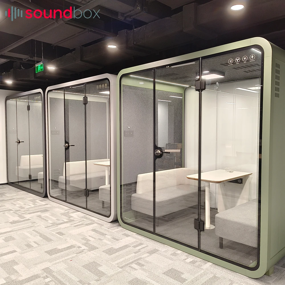 Modern Sound Proof Office Booth With Furniture Conference Table And ...