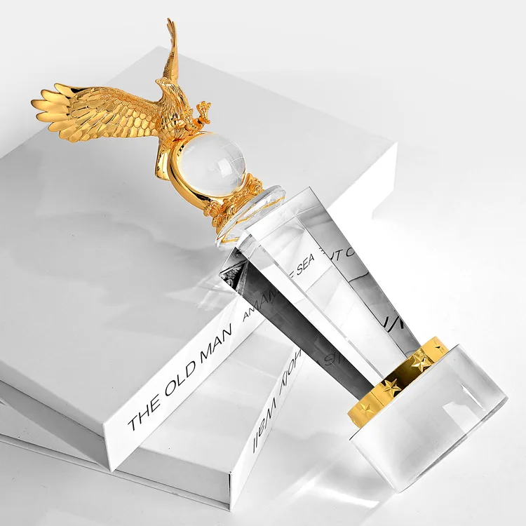 Custom Gold Metal Sculpture Trophy K9 Glass 3d Crystal Ball World Globe ...