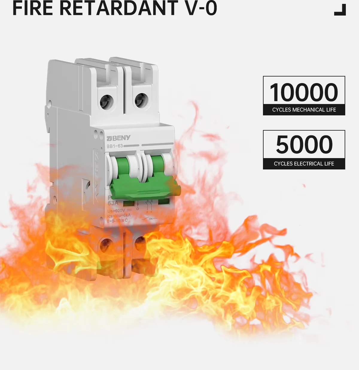 BENY DC MCB Mini Circuit Breaker 2P 600V for Solar Use