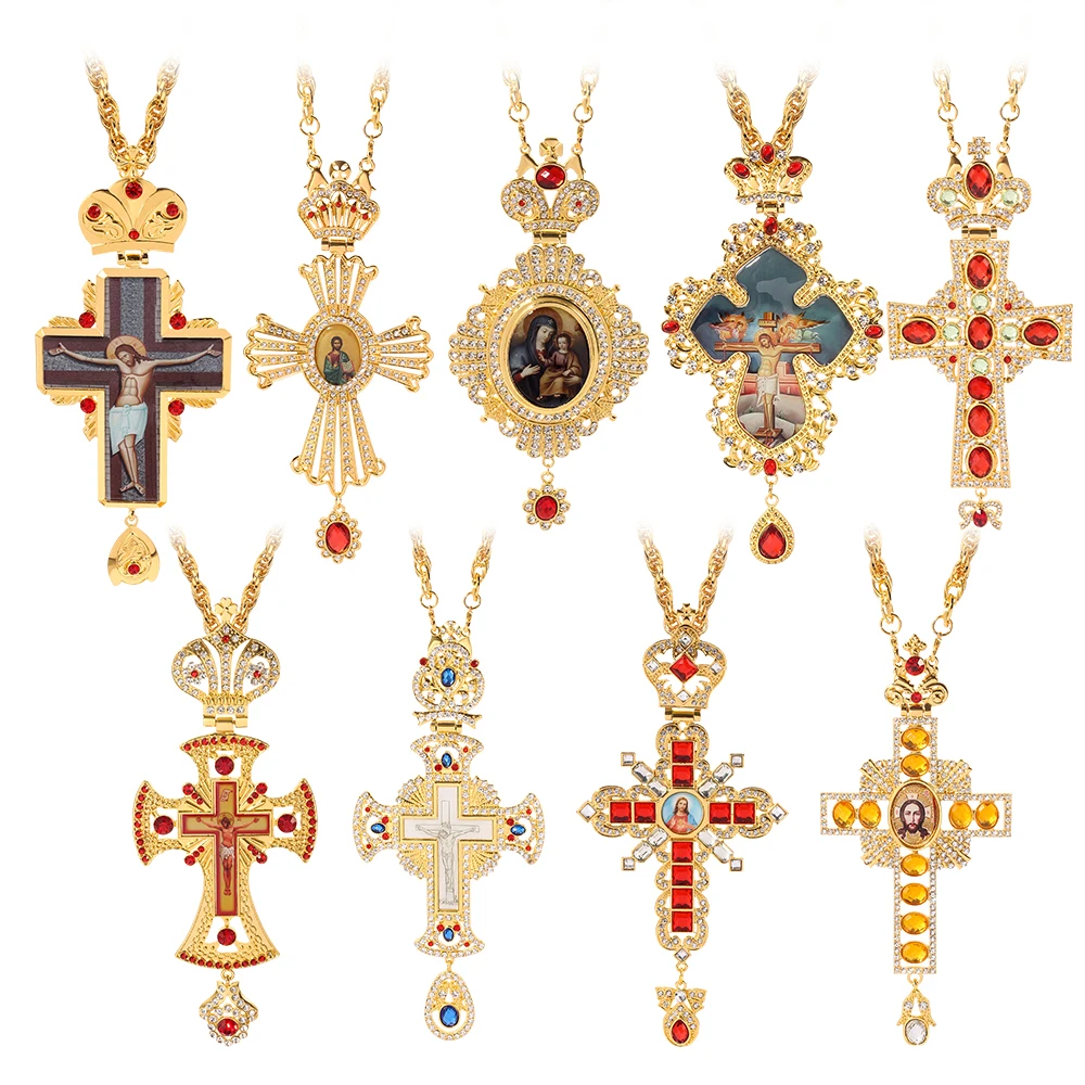 Orthodox Cross Necklace - Heavy Gold Plated Chain Gift