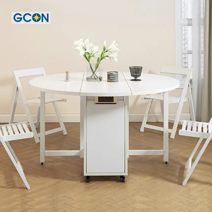 Foldable Round Dining Table Set with Chairs - Expandable for 4 or 6 ...