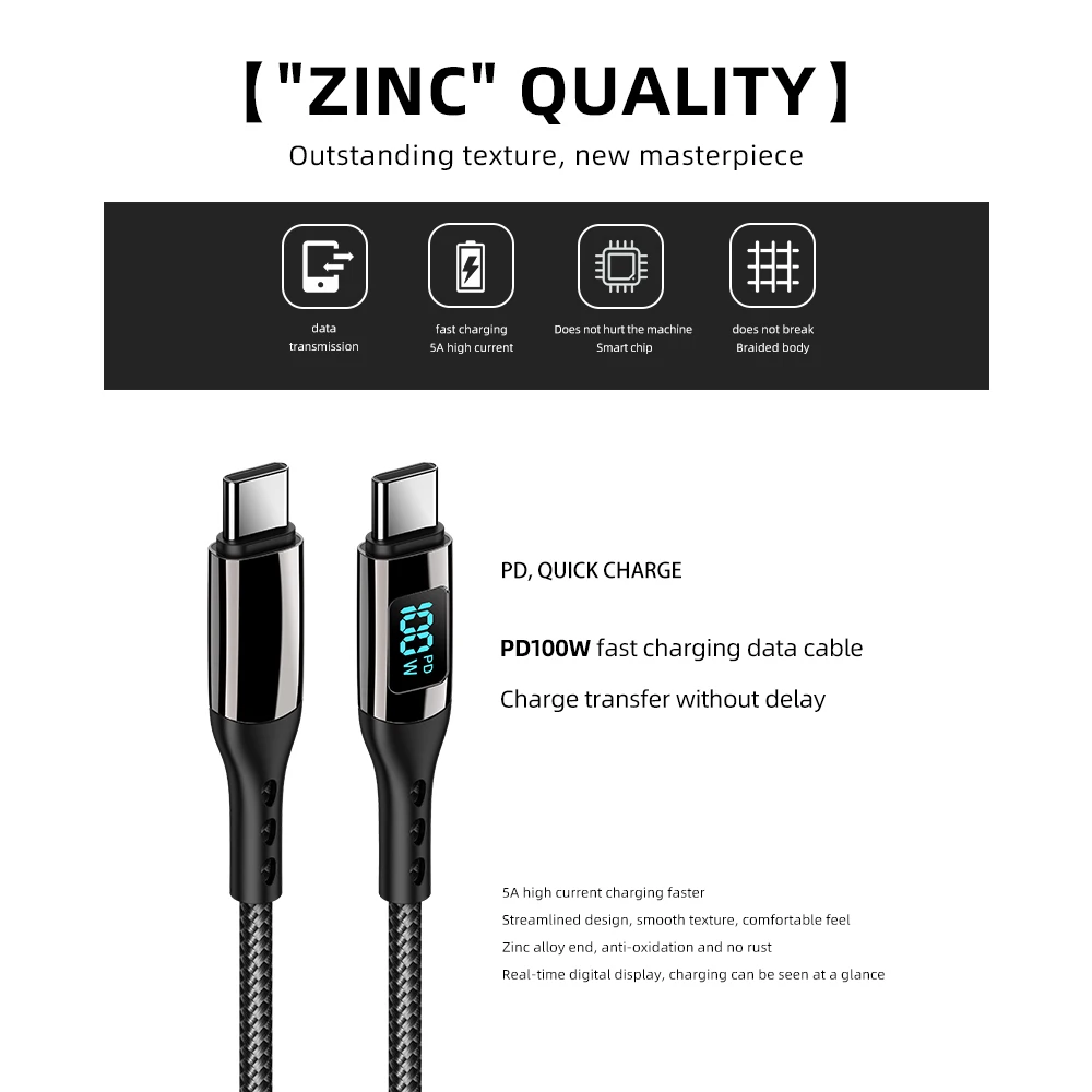 Pd100w Fast Charging Cable,Type C To Type C Quick Charging Cable,Charging For Tablet Notebook ...