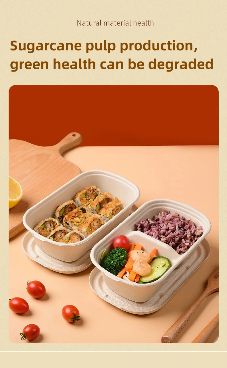 Disposable Sugarcane Clamshell Packaging Food Lunch Boxes Nature To Go ...