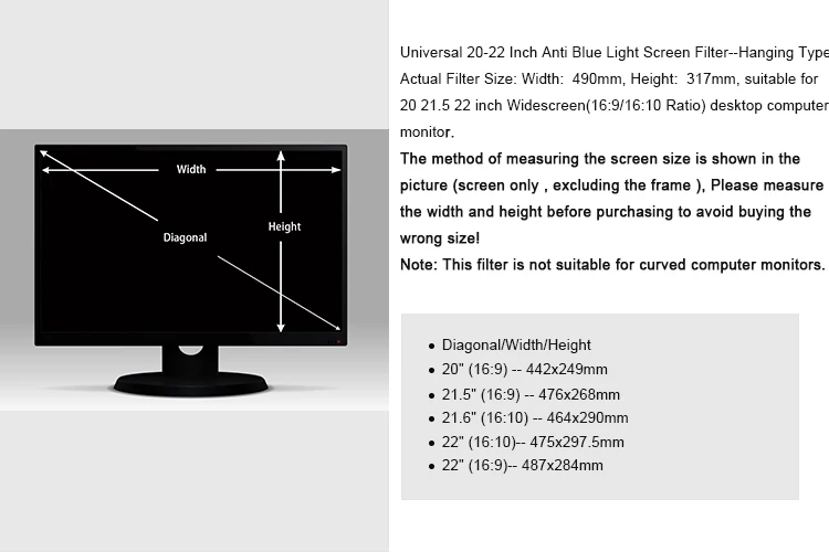Customizable Size Computer Privacy Screen Filter Hanging Removable ...