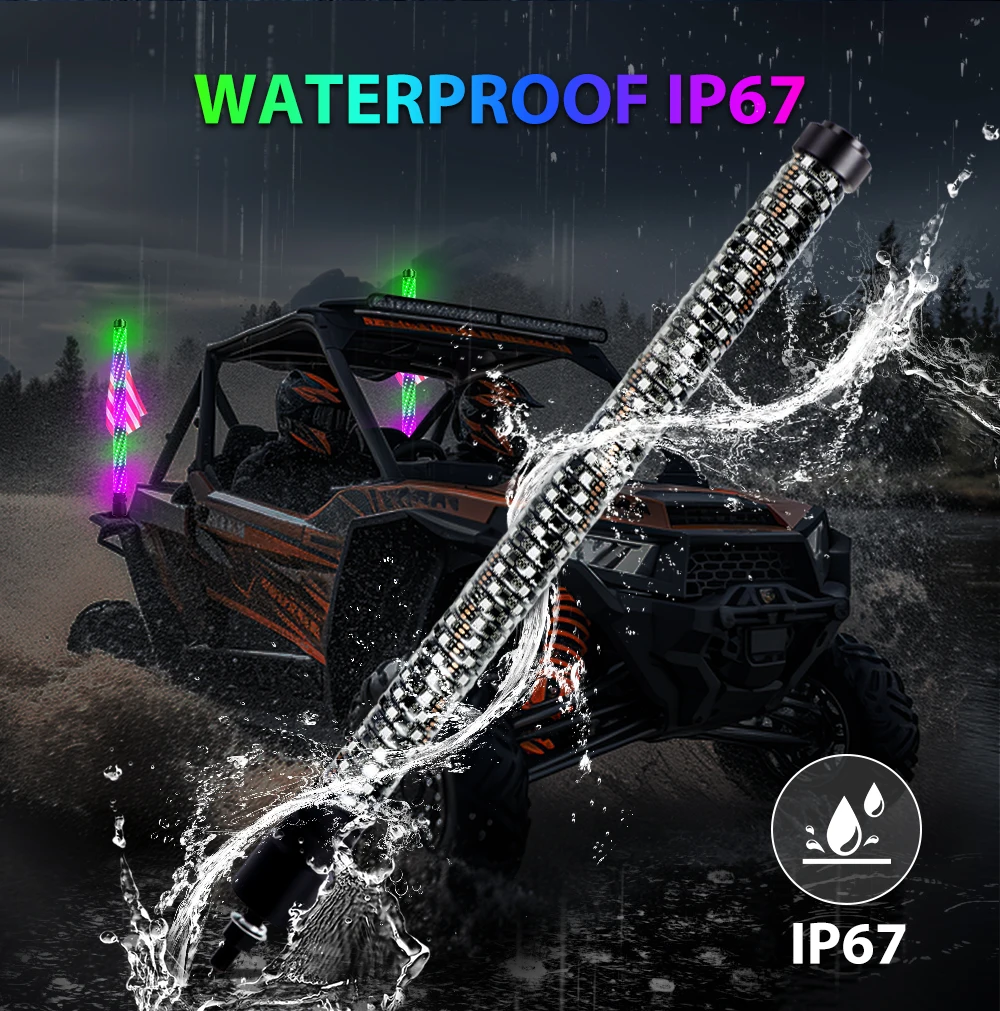 Newest Chubby Whip Light Rgb Chasing Lighted Flag Pole Fat Led Whip ...