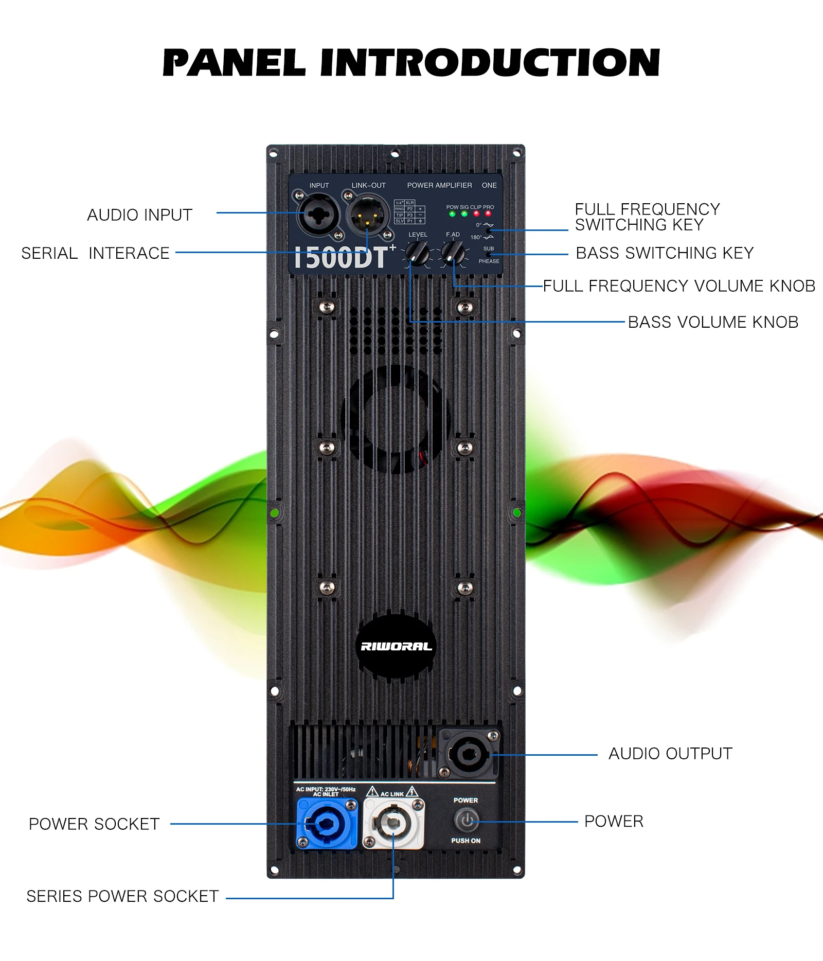 AOSHEN 1500W Power Amplifier with BT USB - Professional Audio
