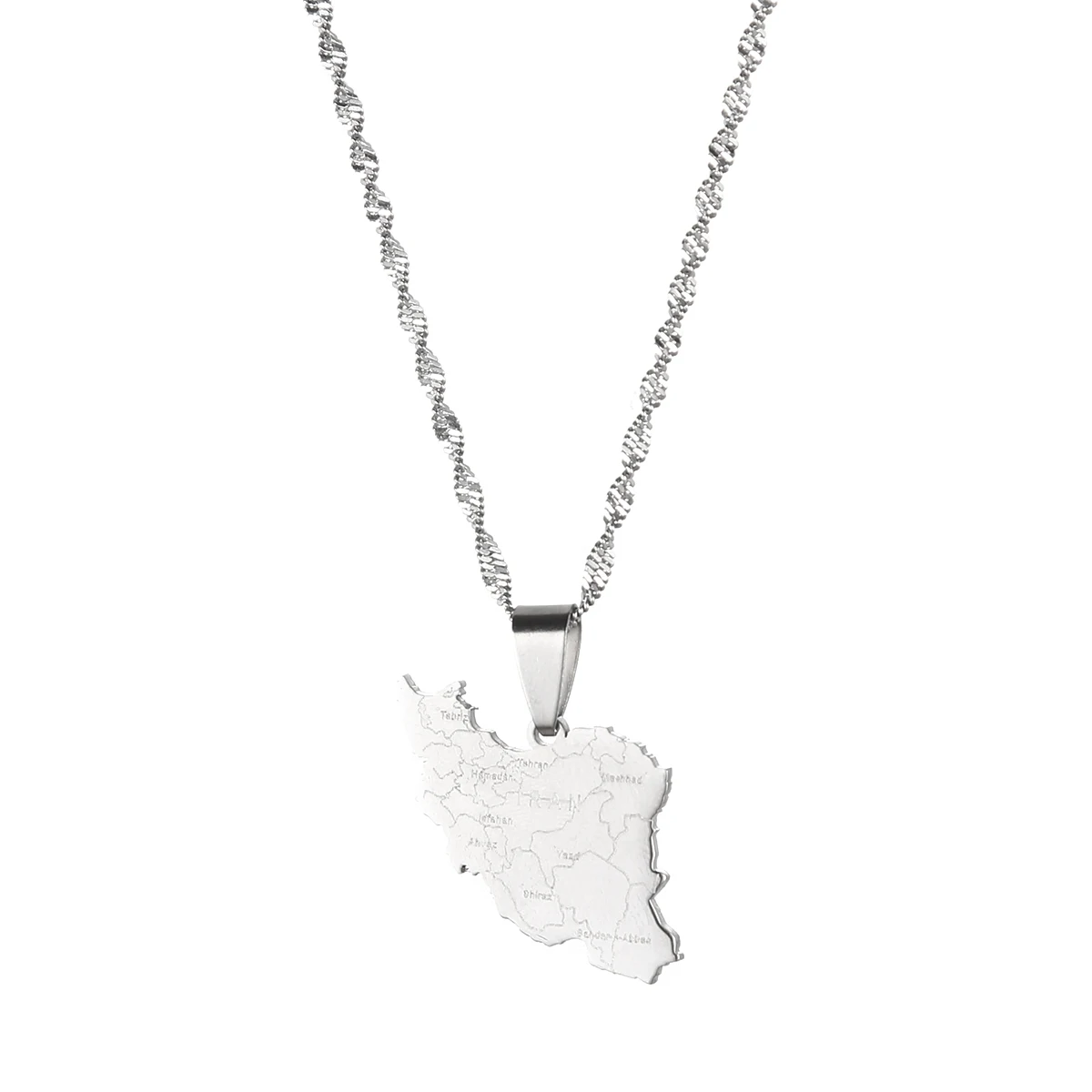 Iran Map Pendant Necklace Women Girls Men Jewelry Silver Color Gold ...