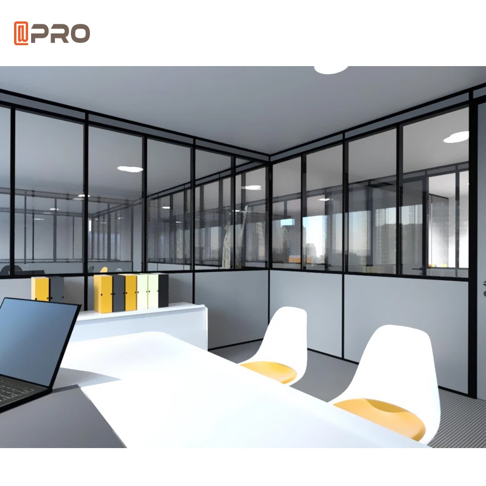 2024 Apro Aluminum Glass Walls Partition Soundproof Office Glass Partitions Wall Panel With ...