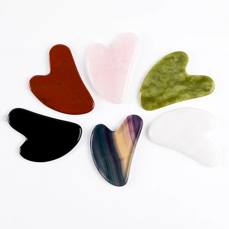 Custom Logo Heart Shaped Gua Sha Stone Quartz Gua Sha Jade Set Rose ...