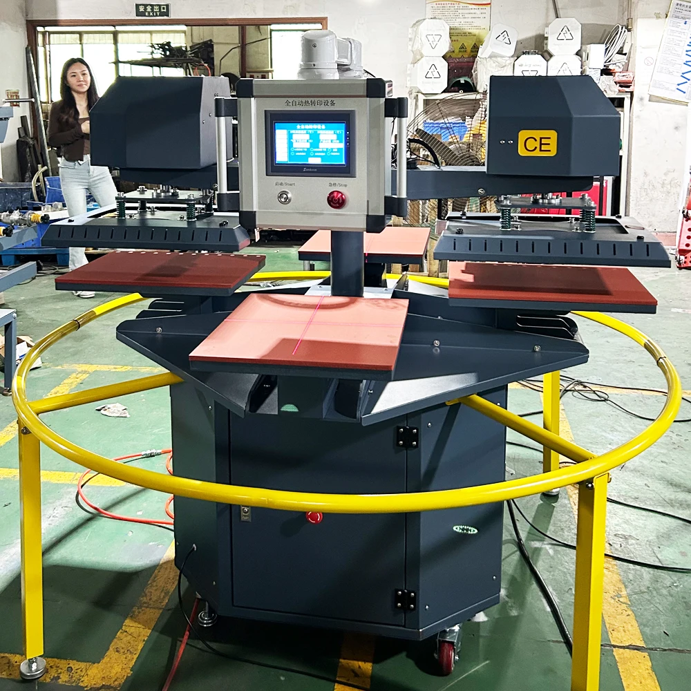 A Fully Automatic Rotary Two Heating Plate Four Stations DTF T Shirt ...