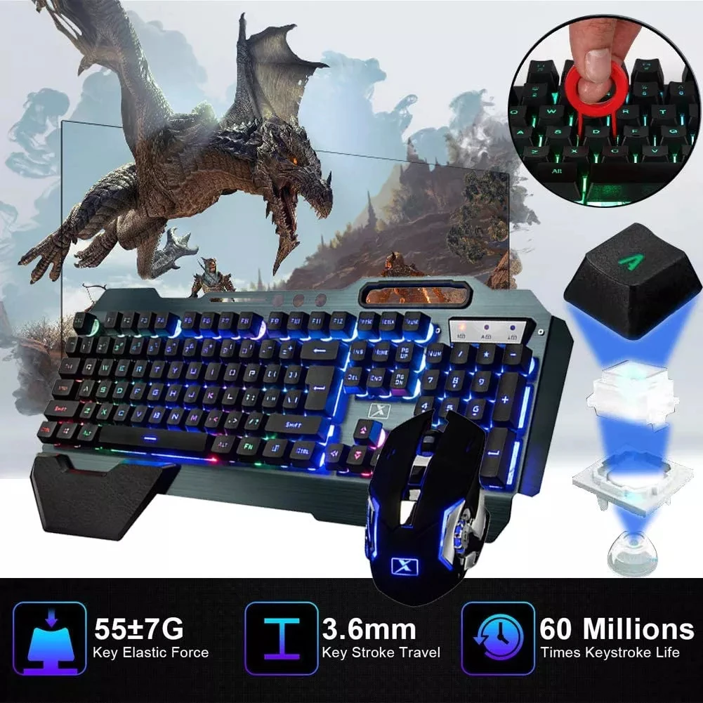 104 Keys RGB Wireless Keyboard - Ergonomic & Rechargeable