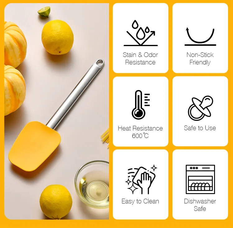 Customized Silicone Spatula Heat Resistant Stainless Steel Handle ...