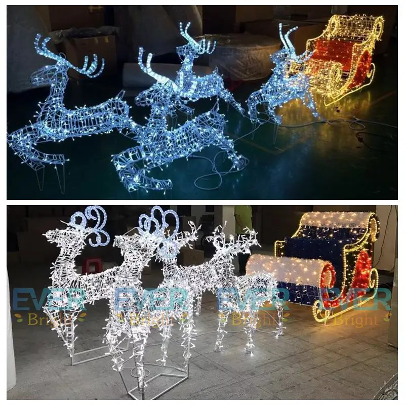Outdoor Christmas Display Life Size Led Acrylic Santa Sleigh And ...