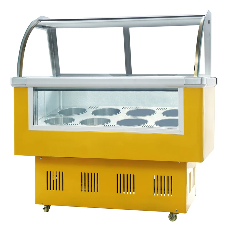 8 Pans Gelato Ice Cream And Fruit Display Counter Freezer Low Power ...