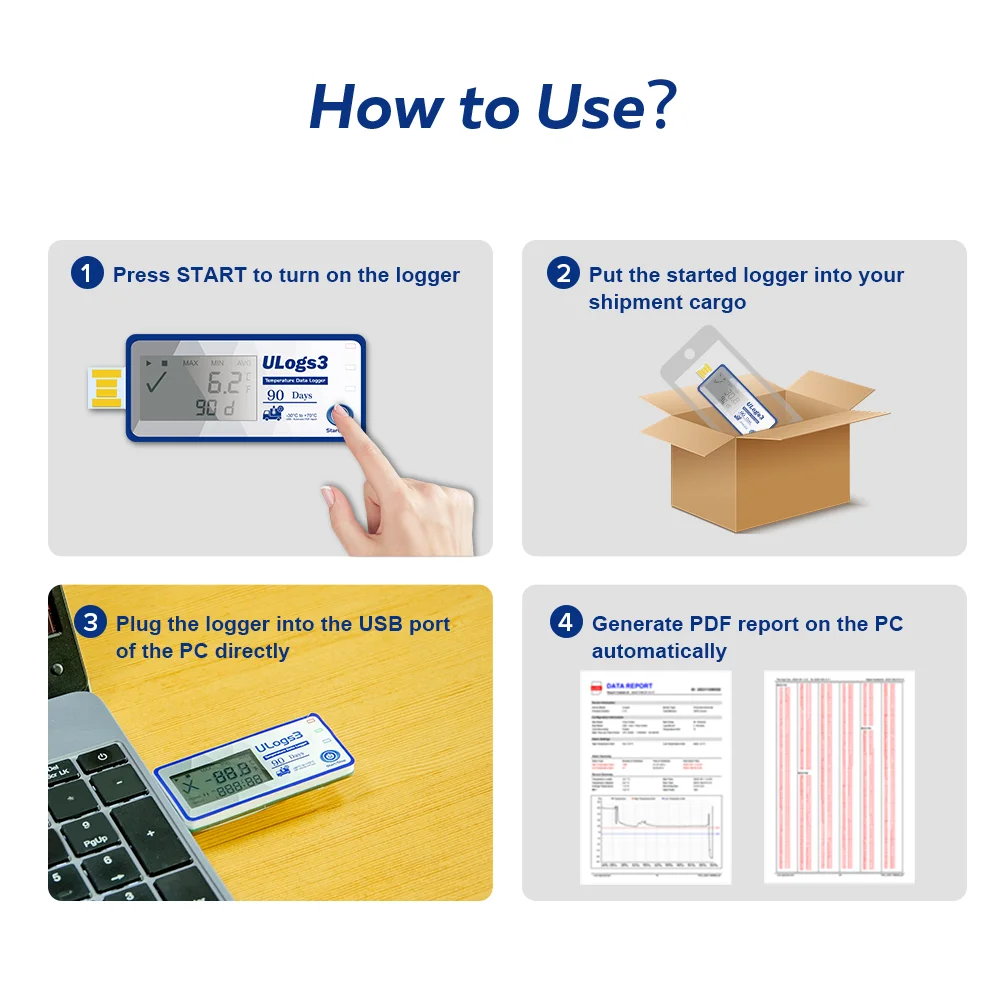 Single Use Usb Temperature Data Logger With Lcd Display For Container Temperature Monitoring ...