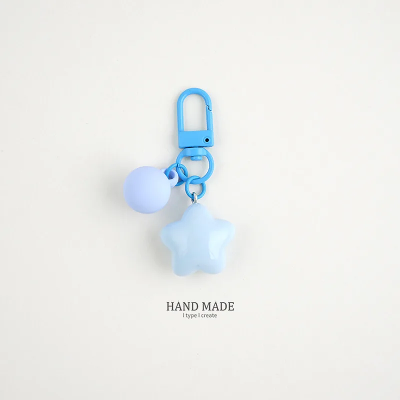 Cute Pentagram Star Resin Bag Charm Keychain Heart Keyring for Girls Backpack Headphone Case ...