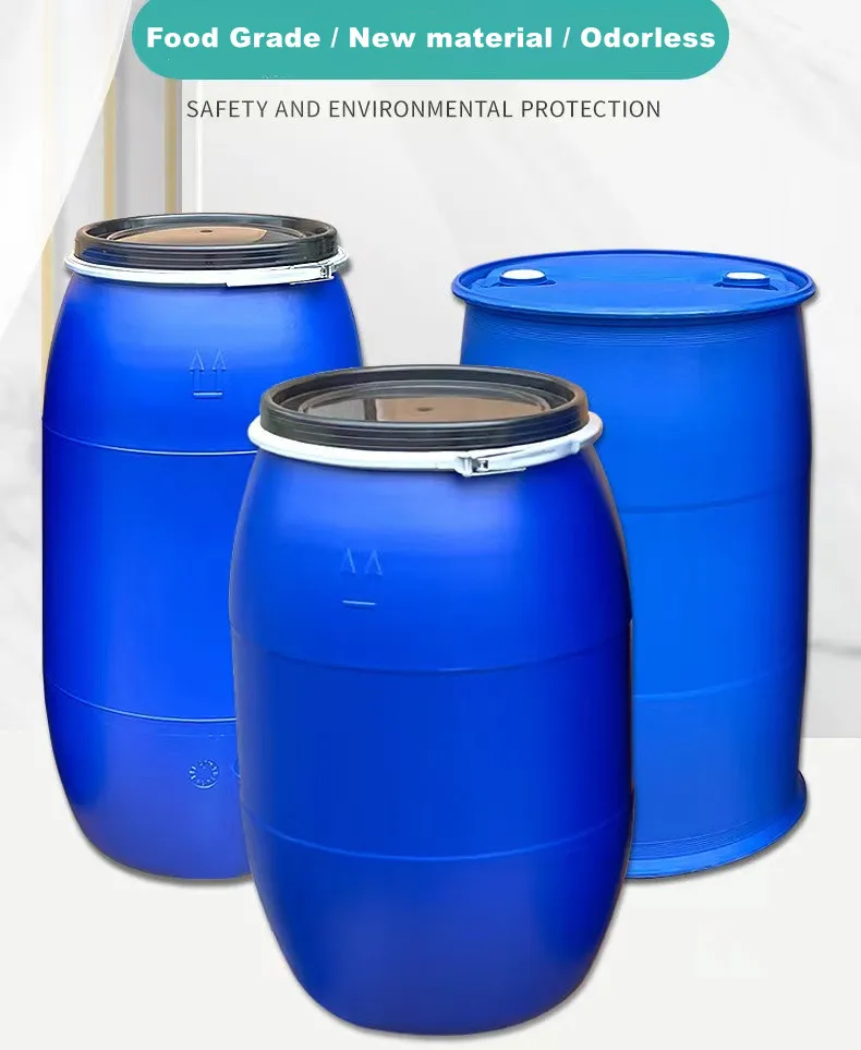 200L Plastic Drum Blue HDPE - Durable Chemical Sealed Barrel