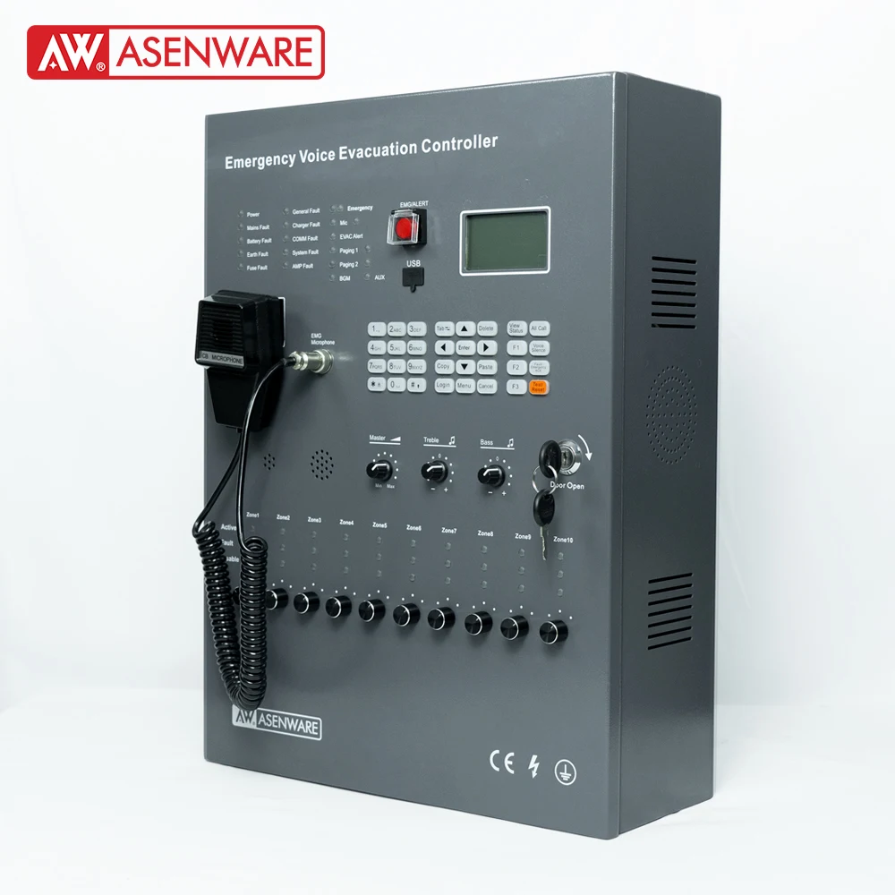 Asenware Emergency Voice Evacuation Controller 500W Amplifier for Shopping Mall