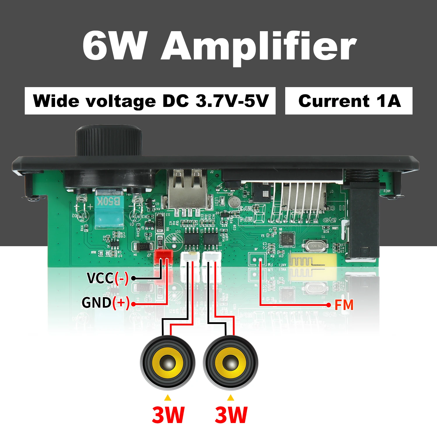 6W Amplifier Bluetooth Decoder Board - DIY Audio Player