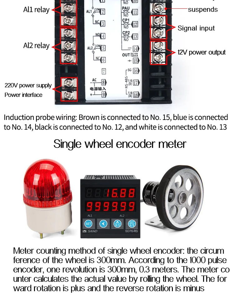 Jakon Sd76-rs Led Digital Length Meter Counter With Modbus Rs485 Odm