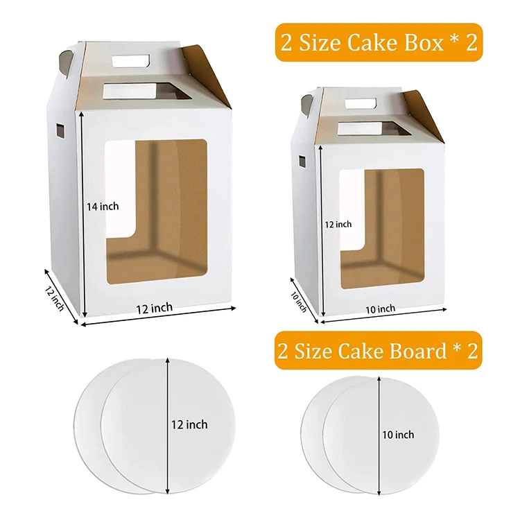 Custom White 10 12 Inch Bakery Cake Boxes Wedding Tall Cake Paper Box ...