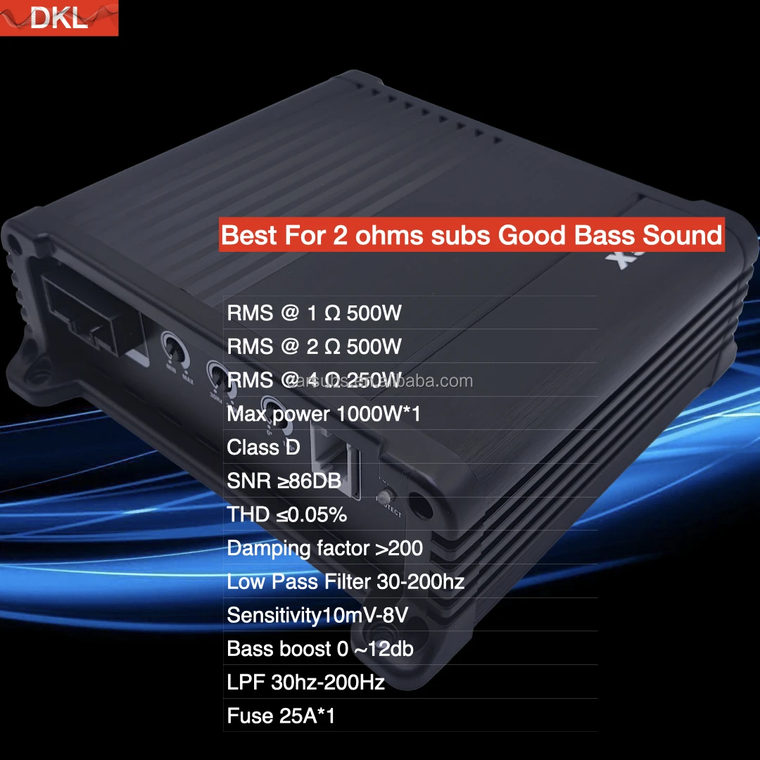 Car Active Subwoofer Amplifier Mono RMS 500W 1D Bass Amp DSP Input ...