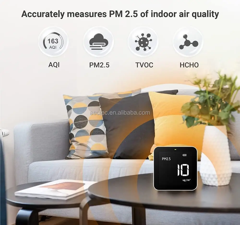 AEC Air Quality Monitor Indoor PM2.5 AQI TVOC Detector Tester for Home ...