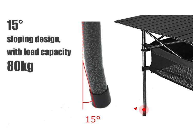 Custom Portable 4FT Outdoor Dining Picnic Foldable Table Metal Black Aluminium Portable Camping ...