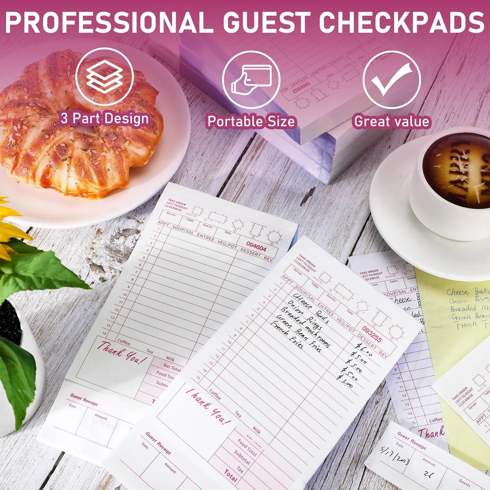 为酒店和餐厅服务员定制绿色客人支票簿，带15行账单簿纸| Alibaba.com