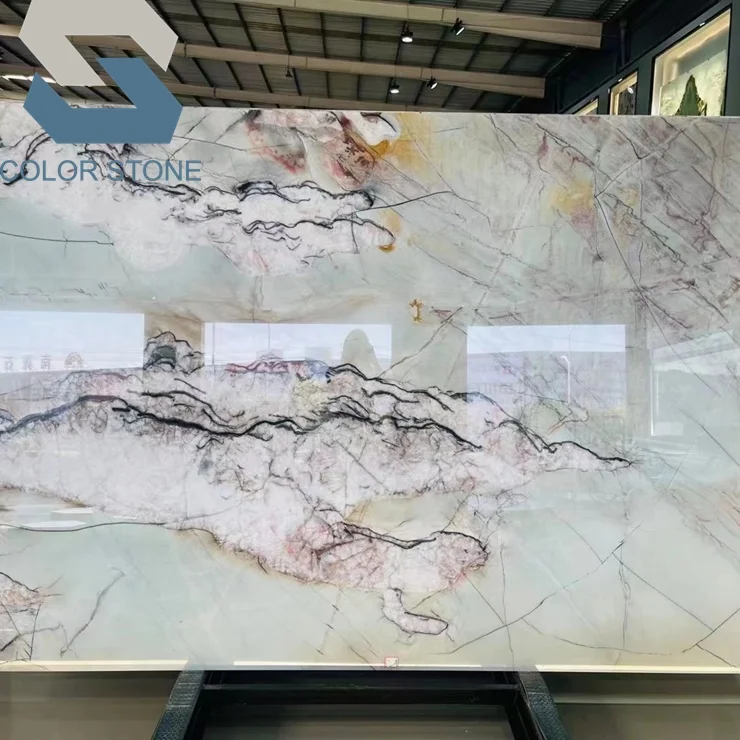 Backlit Quartzite Feature Wall Acqua Mare Crystal Quartzite Slabs ...