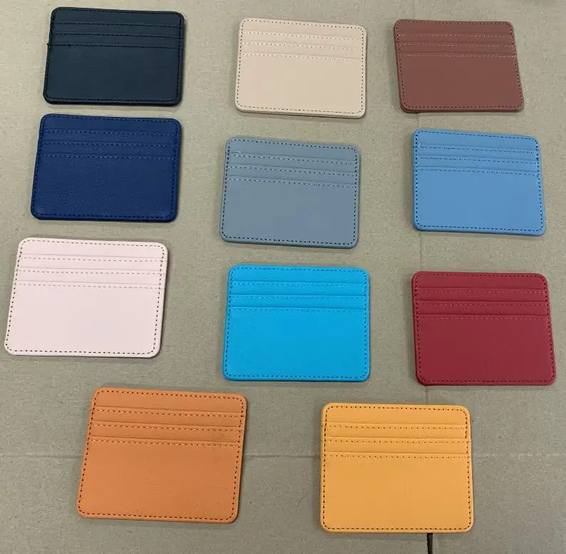 Slim PU Leather Credit Cards Holder - Solid Colors & Custom Logo