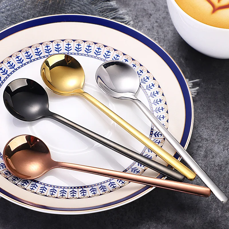 Custom 304 Stainless Steel Coffee Spoon Gold Small Round Spoon Bird's ...