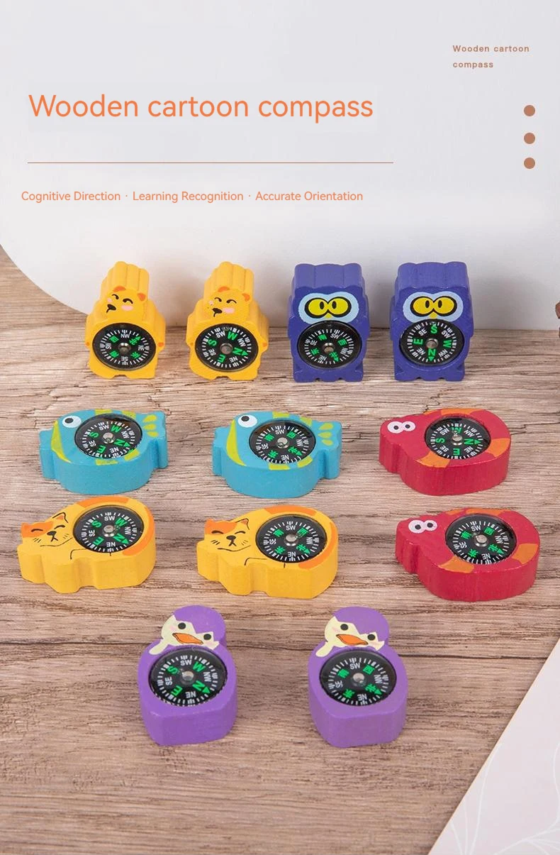 2024 Compass Science Educational Toy for Kids - Wood & Cartoons
