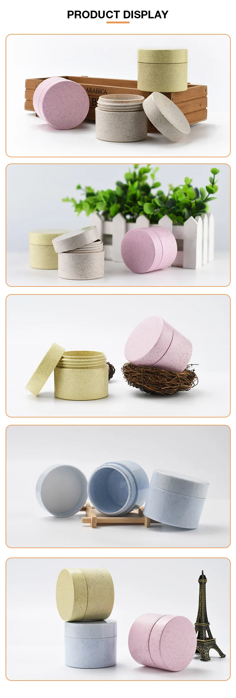 Wholesale Eco Friendly Biodegradable Packaging - Wheat Straw Cosmetic Jars