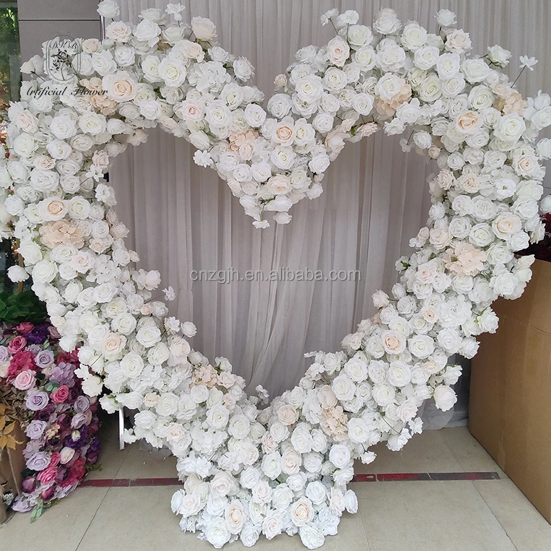 custom LED will you marry me flower arch high quality white rose heart ...