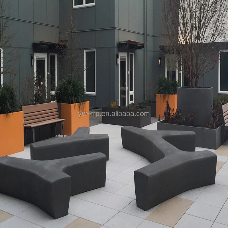 Garden Benches Modern Y Letter Bench Leisure Fiberglass Seat Patio ...