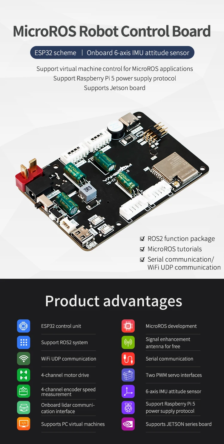 Esp32 Chip Microros Control Board With Serial Communication Mode Offer ...