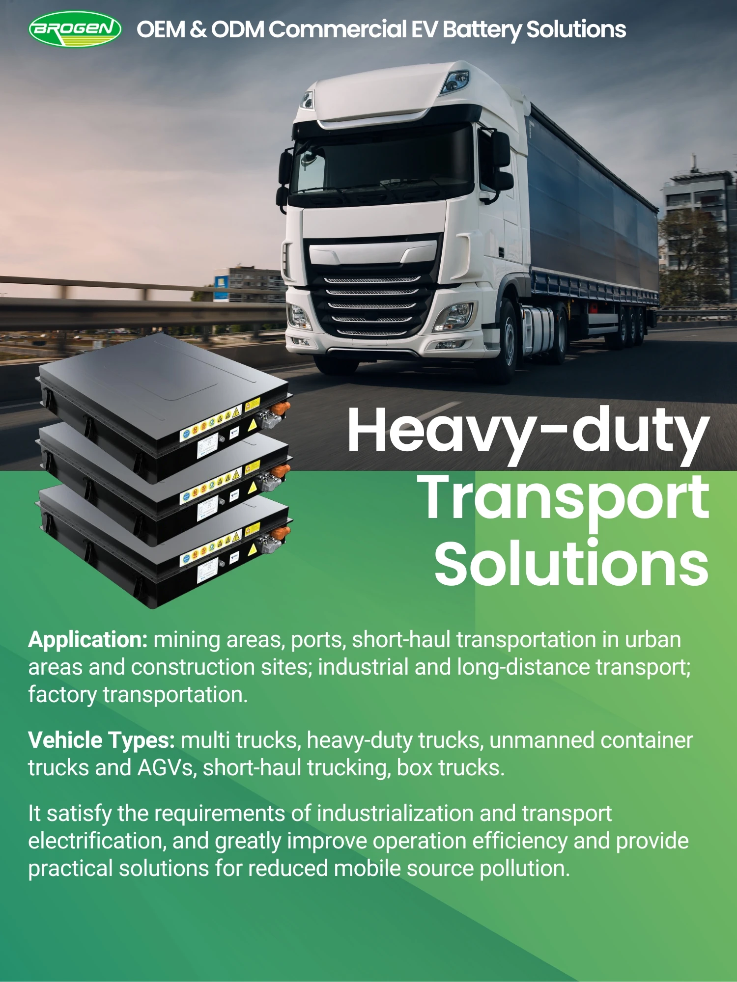 Brogen Ev Battery Pack Lithium Ion 266kwh 666v Heavy Truck Electric ...