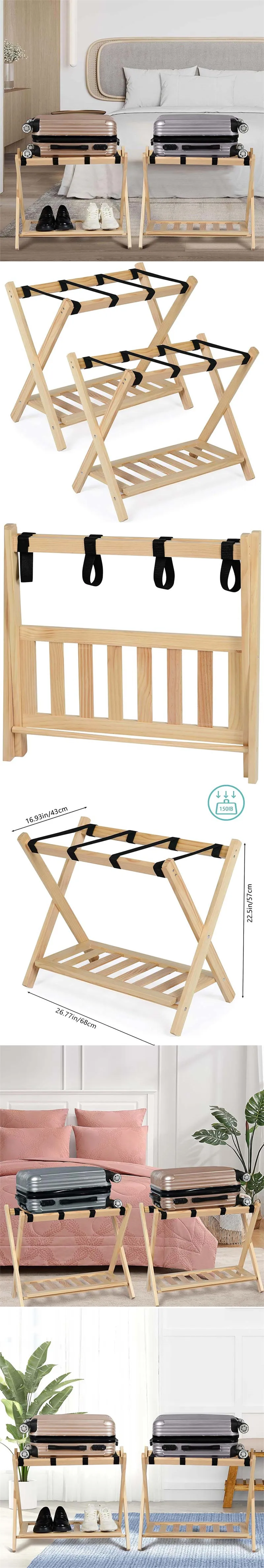 Luggage Racks Wood Luggage Rack For Suitcases 100% Solid Wood Foldable ...