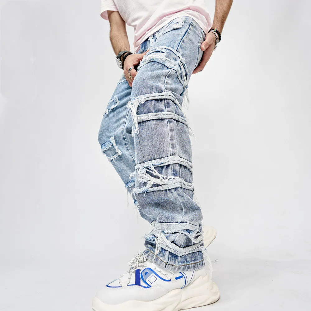 Men Clothing Pantalon Homme Y2k Streetwear Baggy Ripped Stacked Hip Hop ...
