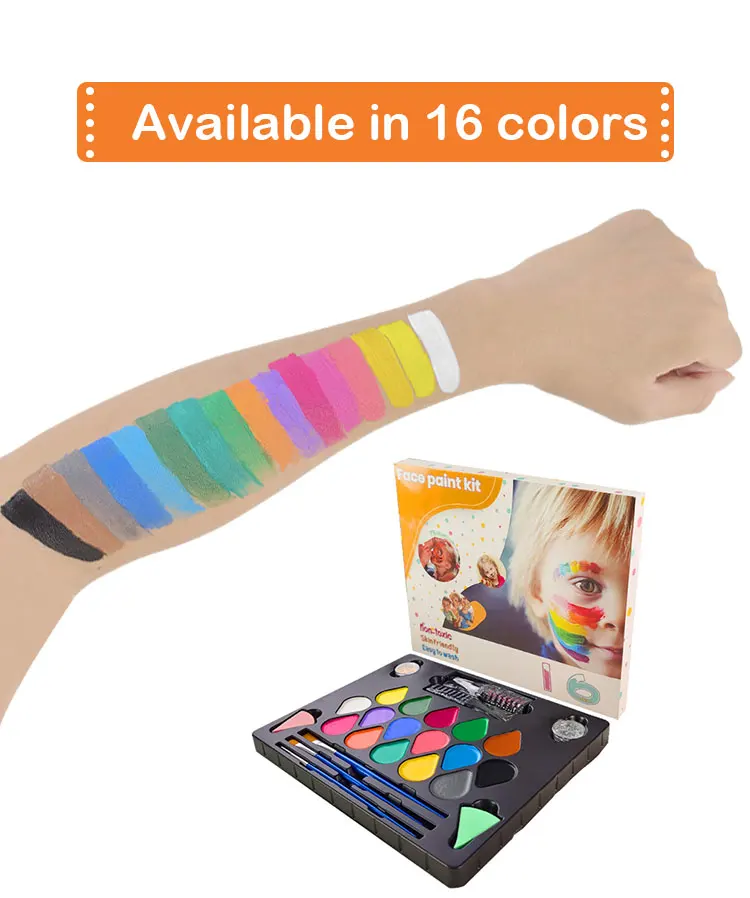 Face Body Paint Kit - 16 Colors for Kids & Fans Sports