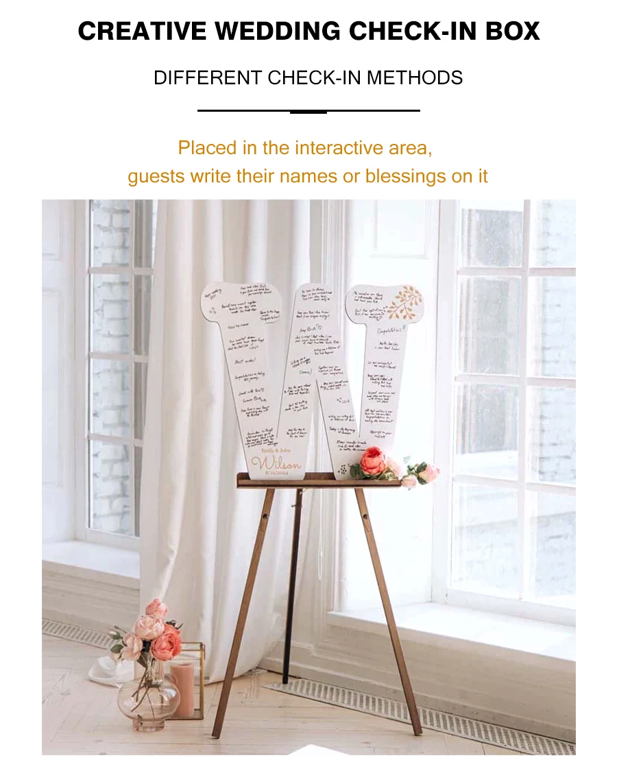 Acrylic Creative Wedding Sign-in Card Personalized Signature Book For ...